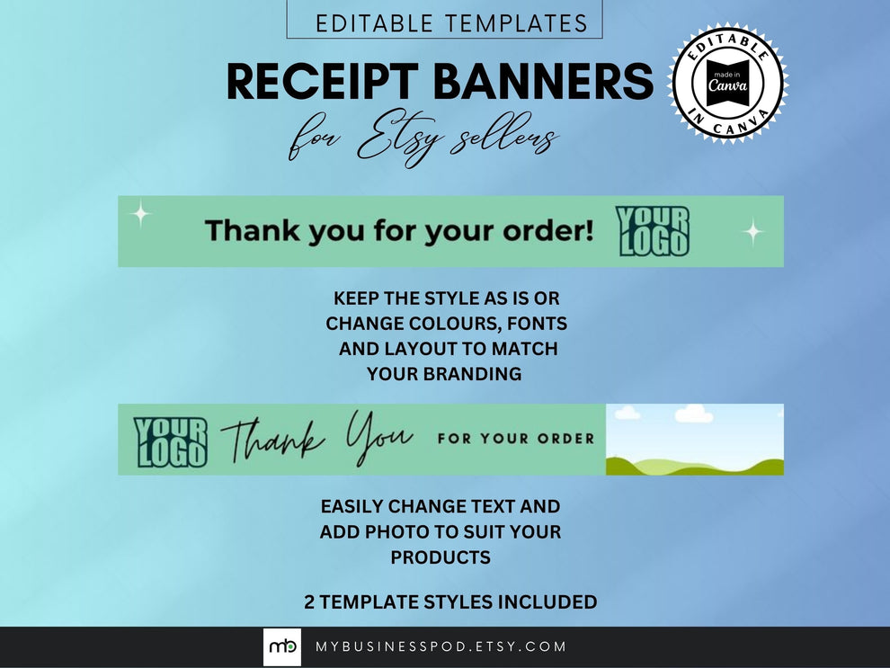 Etsy Receipt Banner Canva Templates, Etsy Receipt Banner, Etsy Order R ...