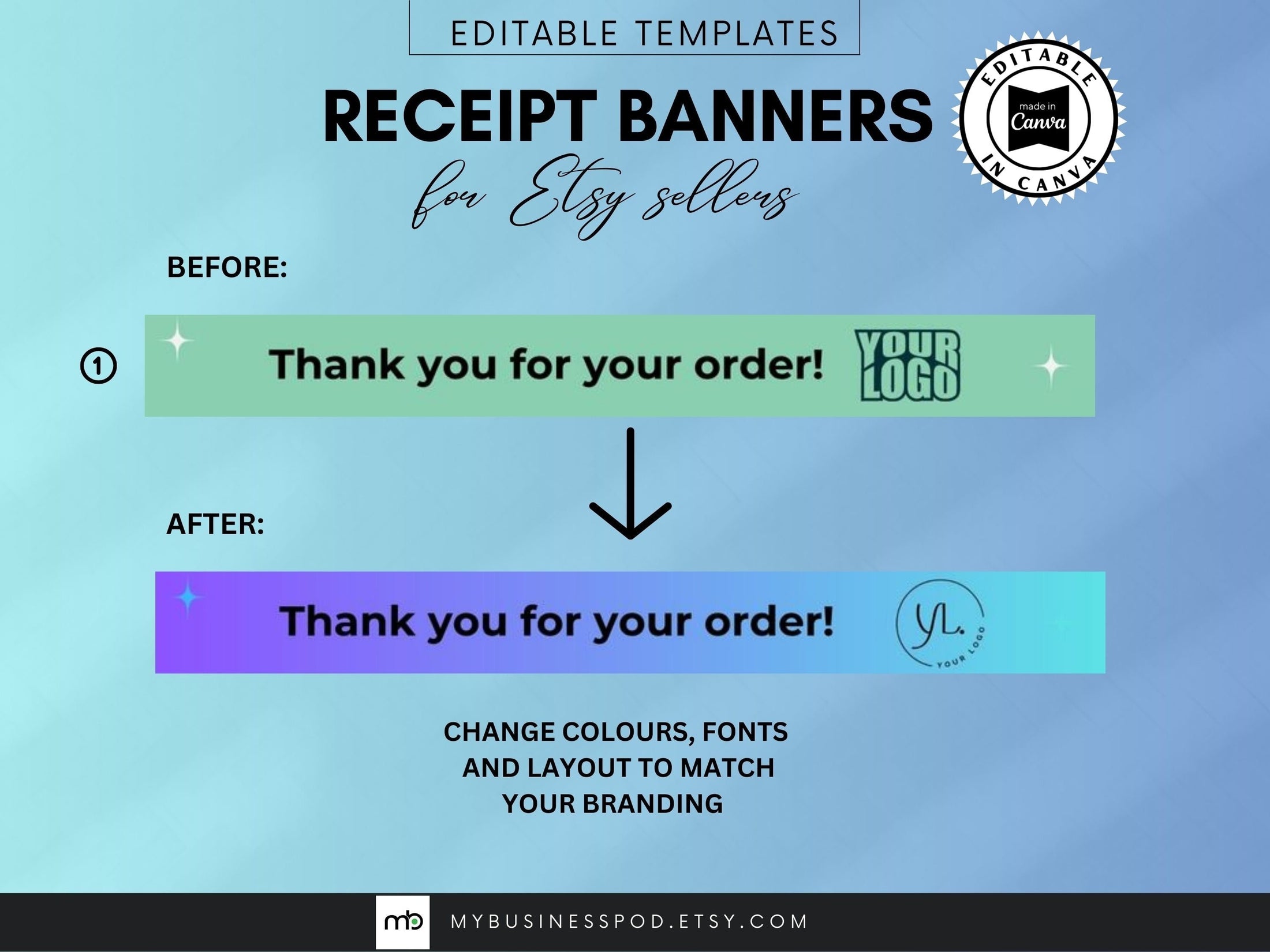 Etsy Receipt Banner Canva Templates, Etsy Receipt Banner, Etsy Order R ...